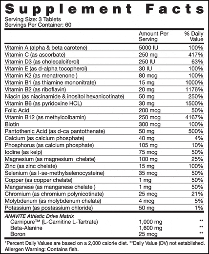 Anavite - 180 Tablets for $29.95