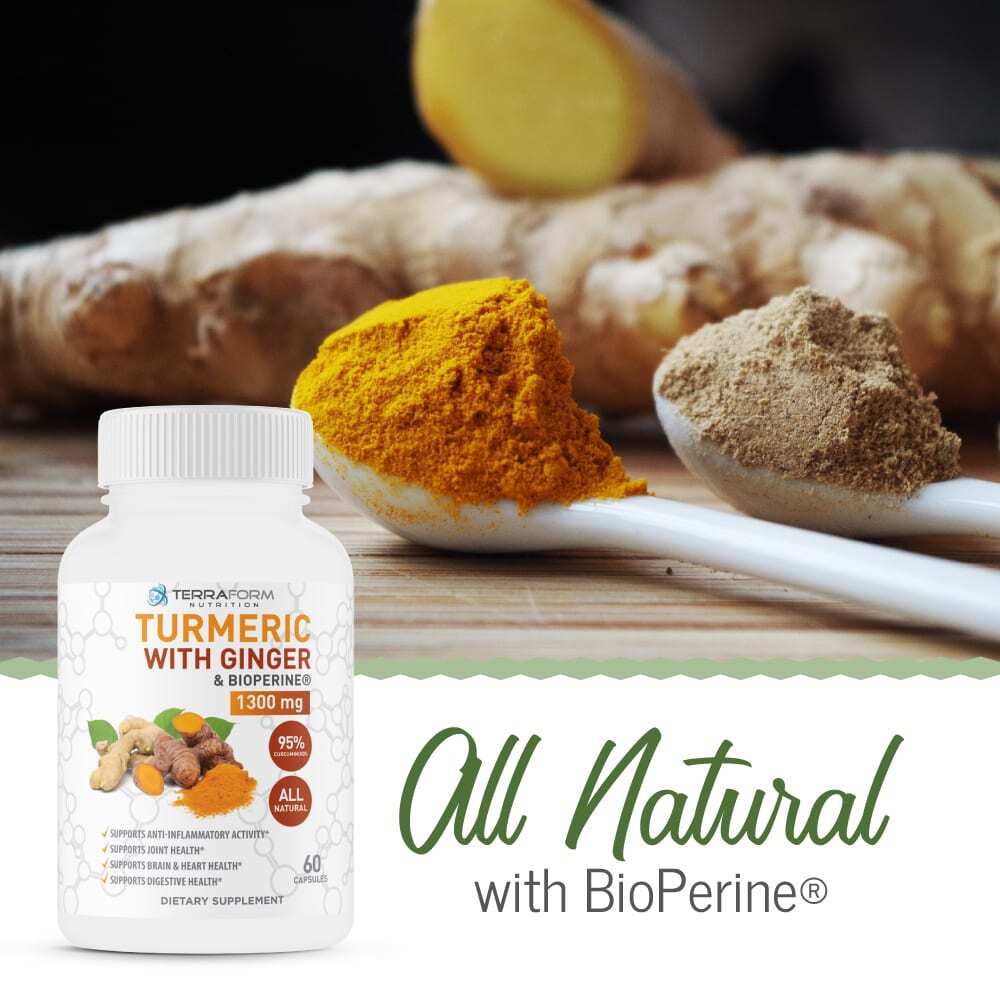 Turmeric Curcumin with Ginger & BioPerine - 60 Capsules - TerraForm ...