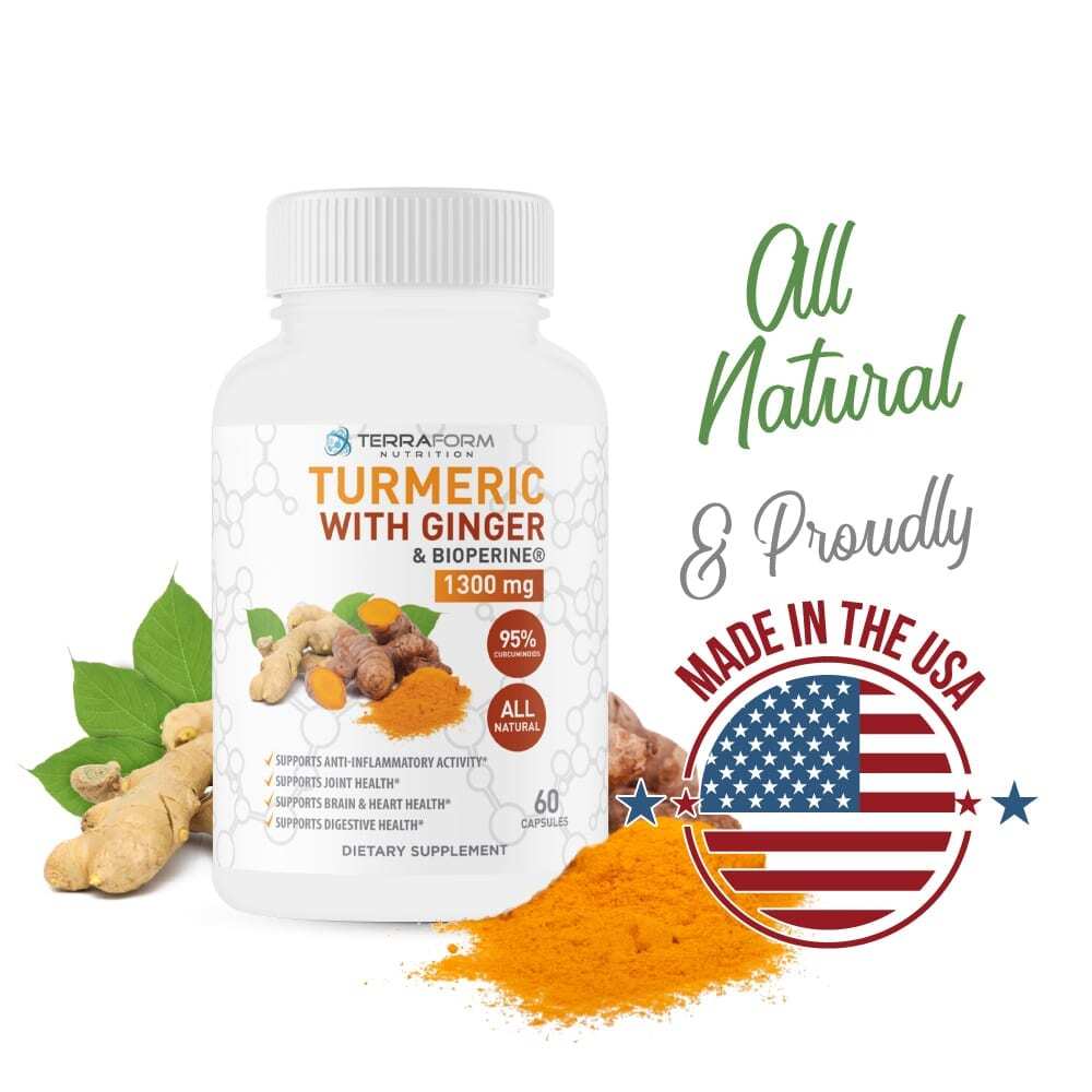 Turmeric Curcumin with Ginger & BioPerine - 60 Capsules - TerraForm ...