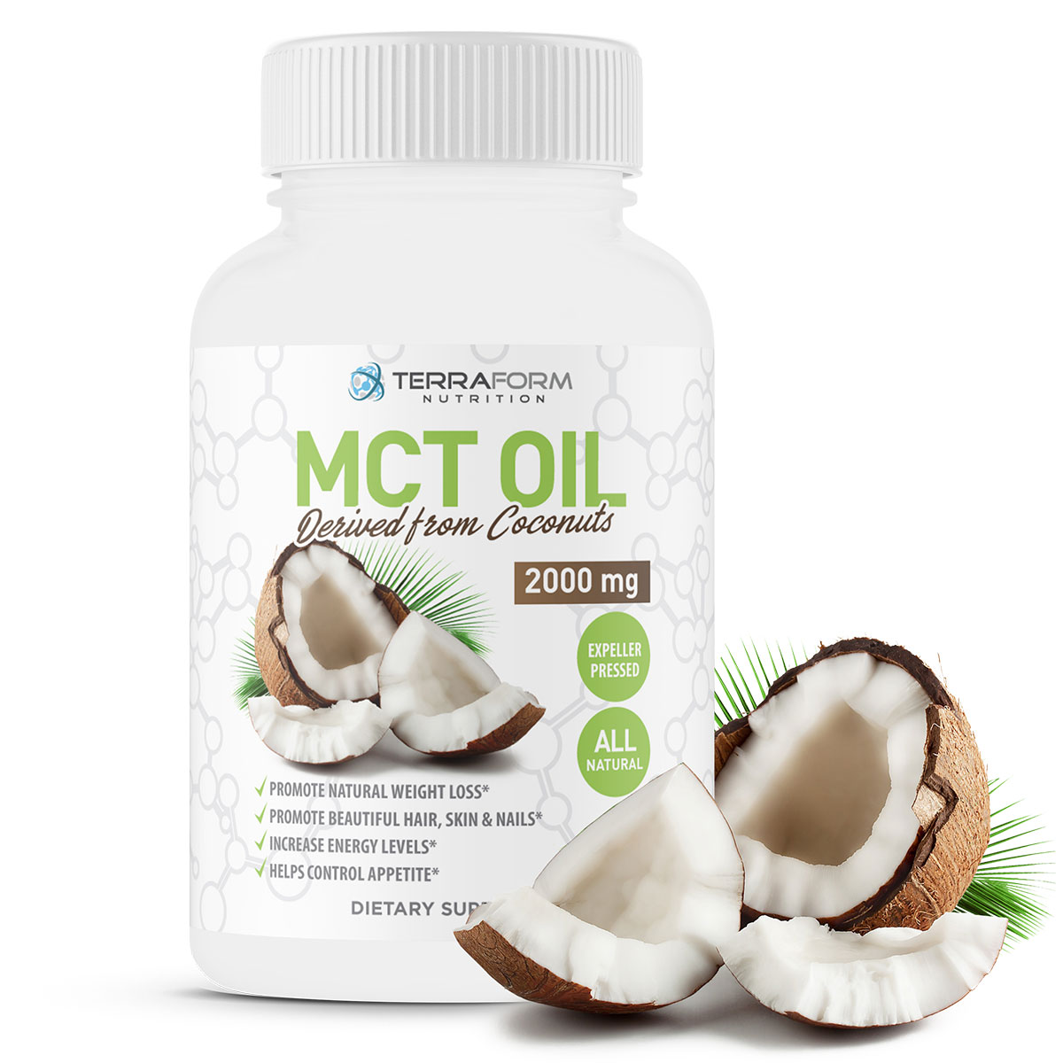 MCT Oil Capsules - Derived from Coconuts – 2000mg – 60 Softgels ...