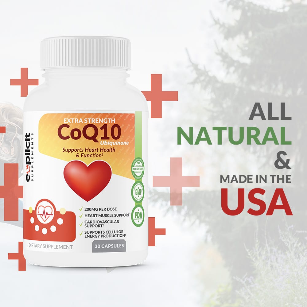 Max Strength Ubiquinone CoQ10 200mg, Healthy Heart Supplement – 1 Month ...