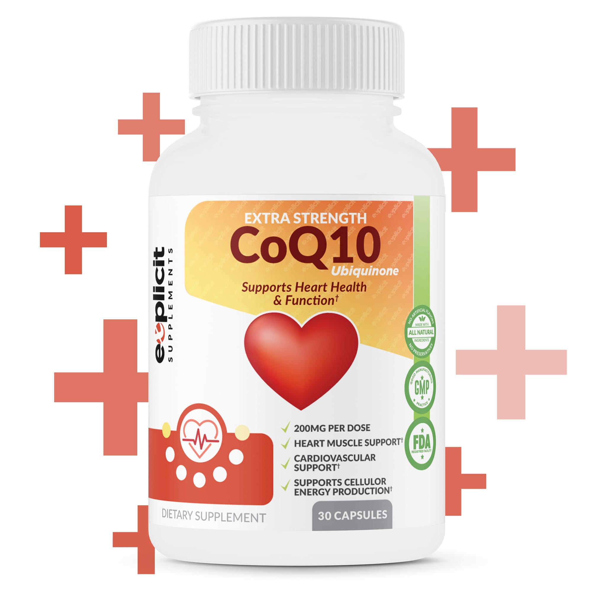 Max Strength Ubiquinone CoQ10 200mg, Healthy Heart Supplement – 1 Month ...