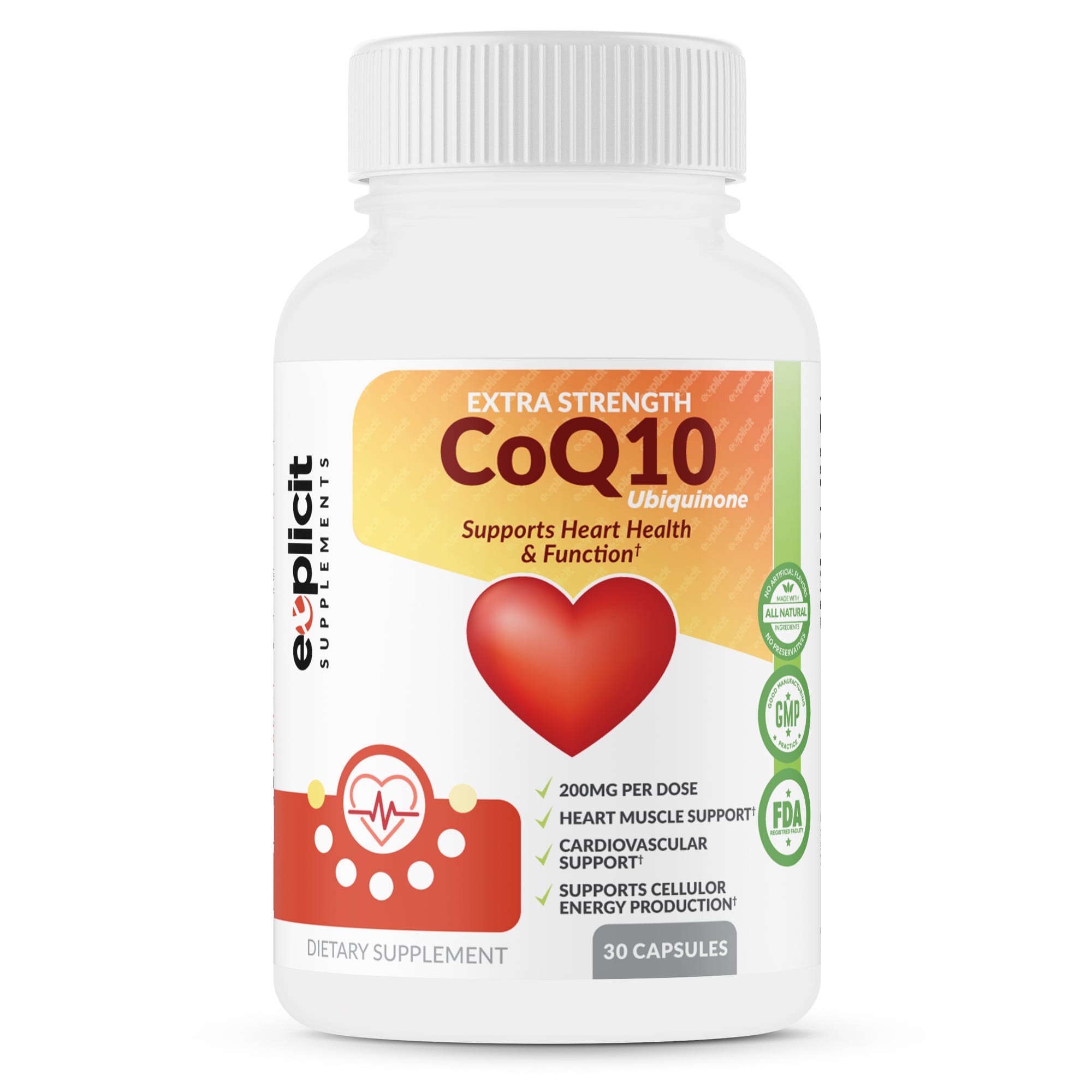 Max Strength Ubiquinone CoQ10 200mg, Healthy Heart Supplement – 1 Month ...