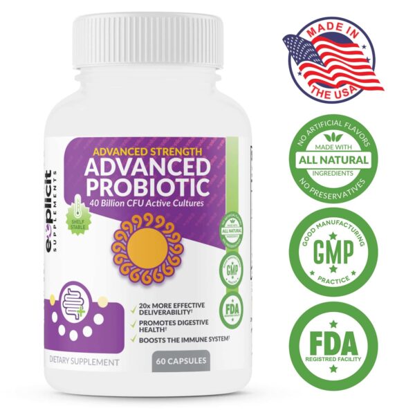 Advanced Probiotics – 40 Billion CFU Active Cultures - 60 Capsules ...
