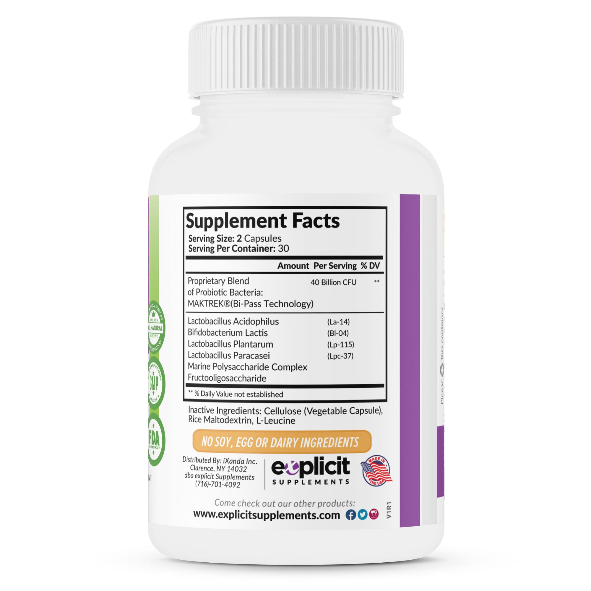 Advanced Probiotics – 40 Billion CFU Active Cultures - 60 Capsules ...