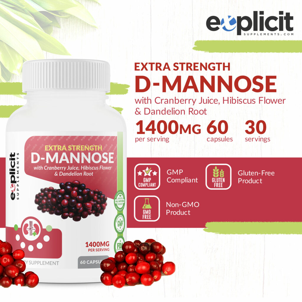D-Mannose Capsules - Urinary Tract Cleanse & UTI Support - 60 Capsules ...