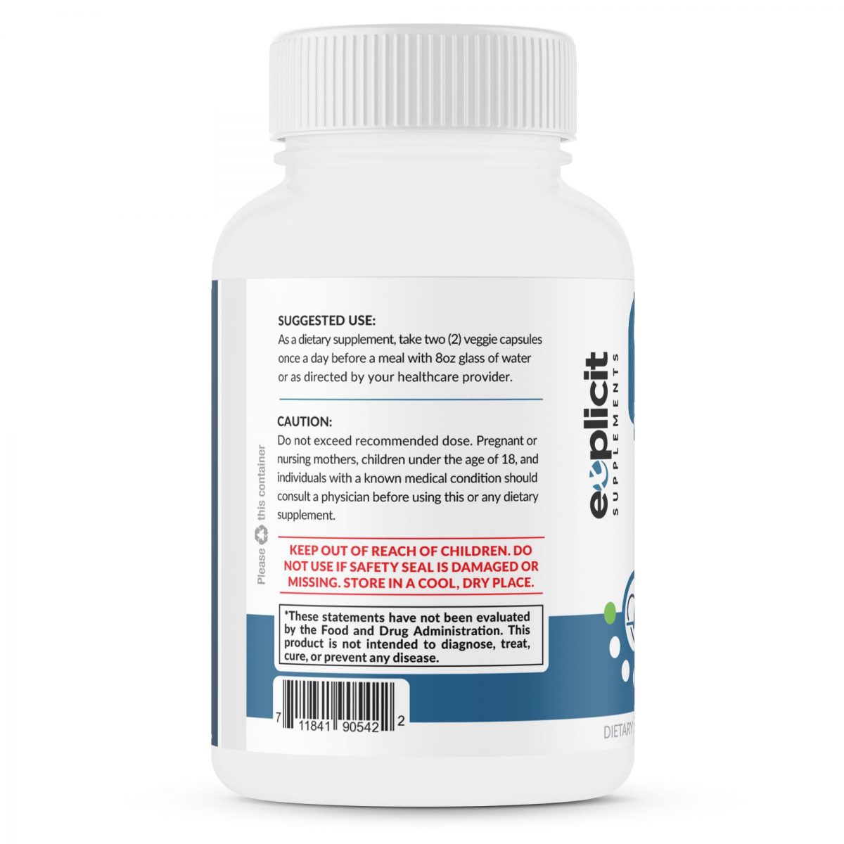 Pure Magnesium Glycinate 425mg Chelated - 60 Capsules - eXplicitSupplements.com