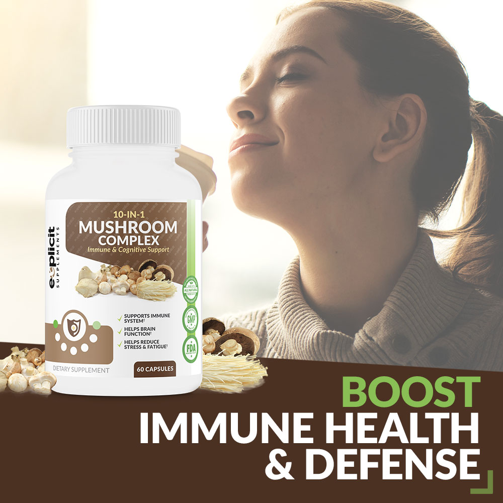 Complete Mushroom Supplement with 10 Mushroom Extracts - 60 Capsules ...