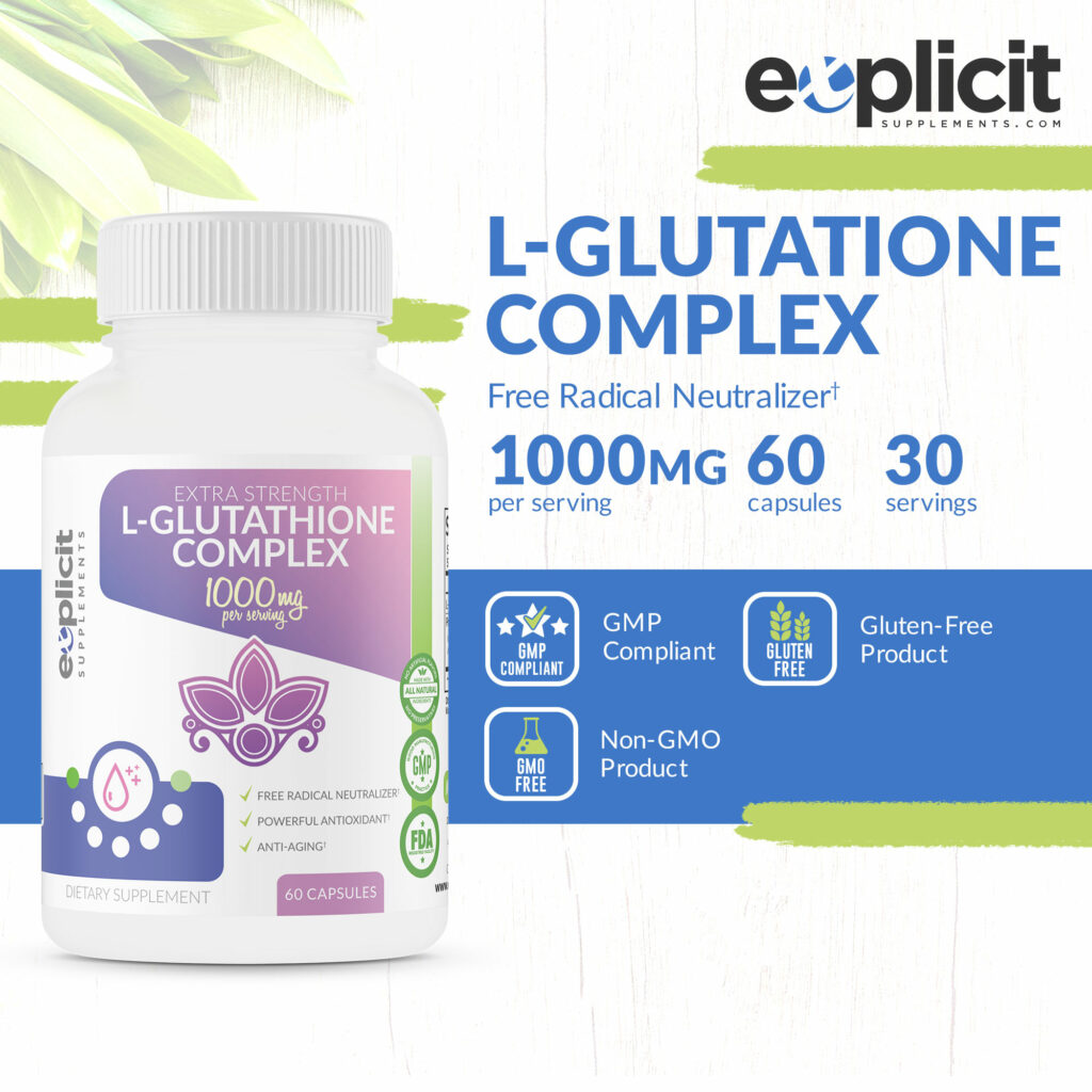 Extra Strength L-Glutathione Daily 1000mg per Serving - Free Radical ...