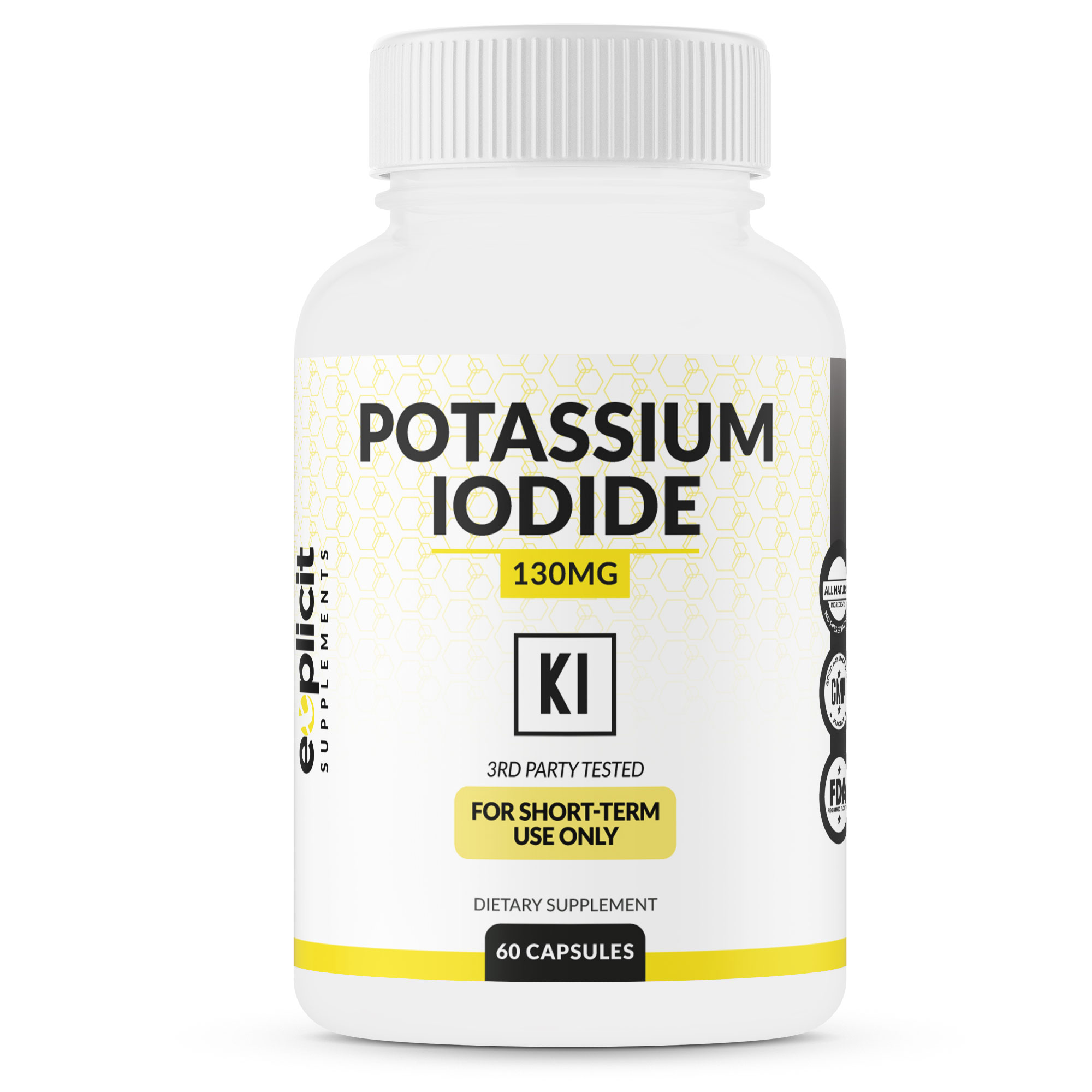 Potassium Iodide 130mg Dose – 30 Servings – Thyroid Support & Defense ...