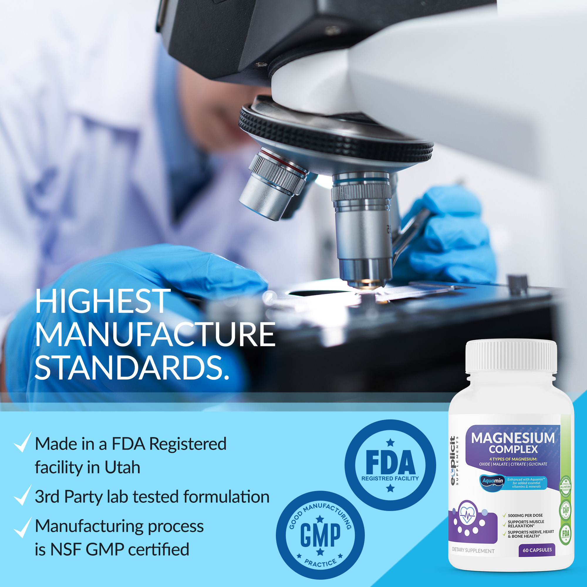 Quad Magnesium Complex with Aquamin - 60 Capsules - eXplicitSupplements.com