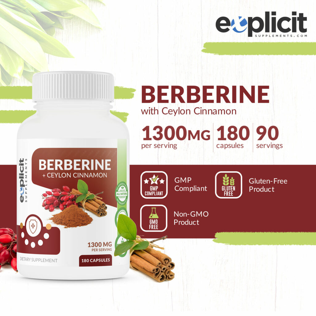 Premium Berberine & Ceylon Cinnamon Supplement, 180 Capsules - eXplicitSupplements.com